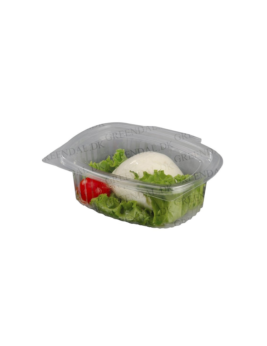 Find Plastbæger 250 ml. m/hængslet låg Klar 100stk/pak hos Greendal.dk