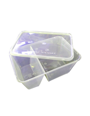 Micro Tray 2-room Transparent 600/400ml 50pc/ps - 1451