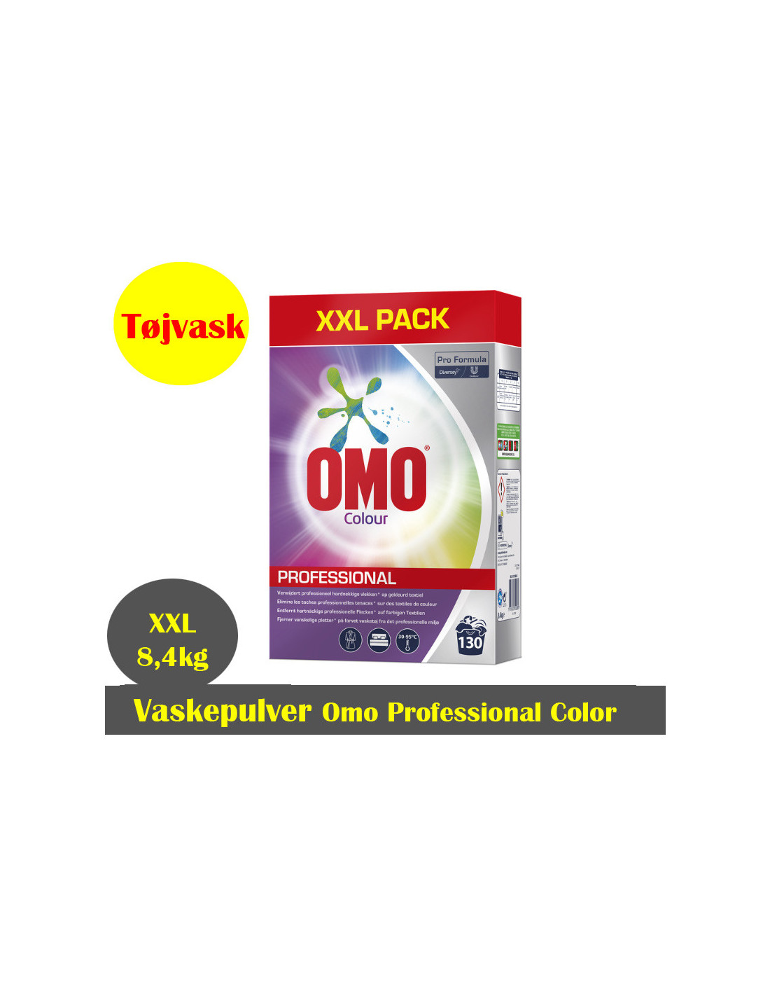Find Vaskepulver Omo Professional Color XXL-pack 8,4kg/stk. hos...