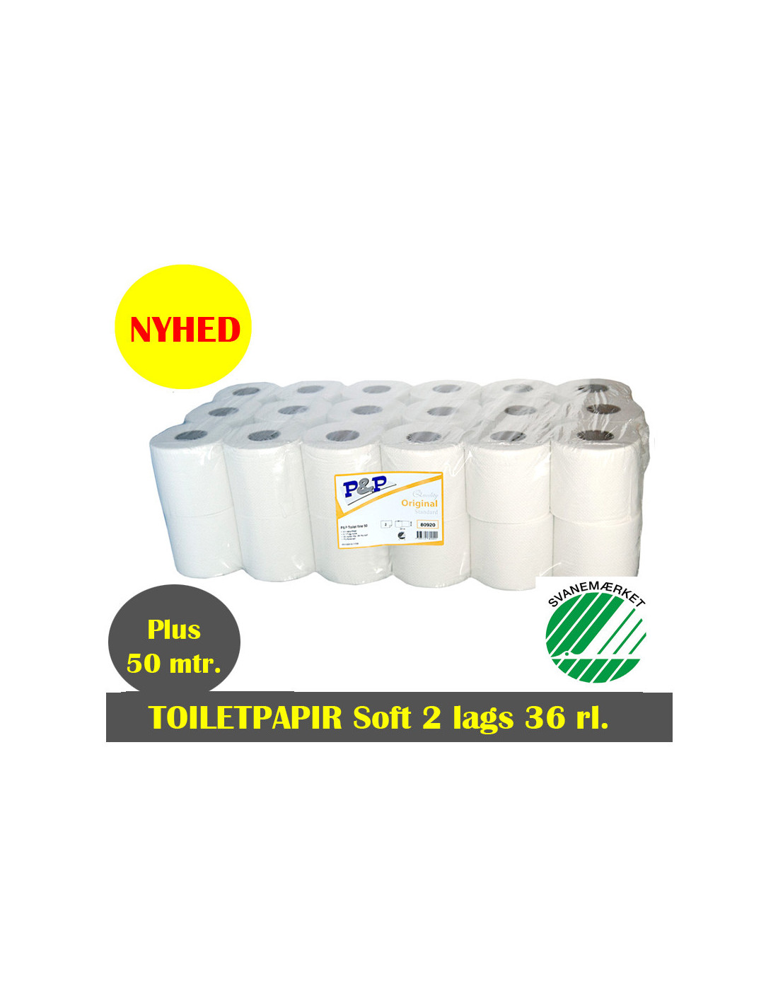 Find Toiletpapir 2-lags 50m nyfibre hvid oko. 36rul/Pk. hos Greendal.dk